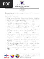 Mathematics Quiz Bee Grade 1 | PDF | Mathematics