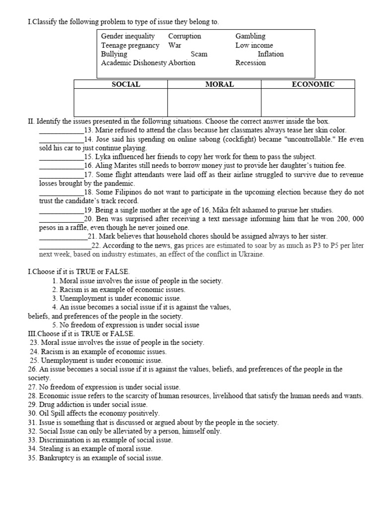 Social, Moral, Economic Quiz | PDF | Economies