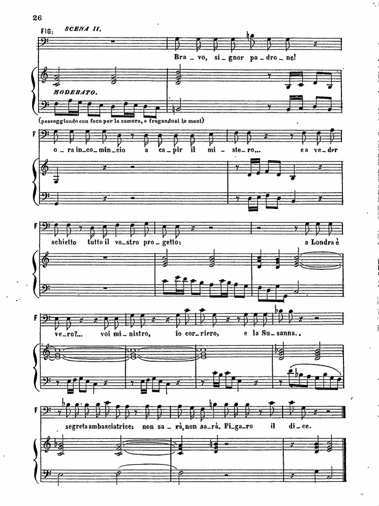 W A Mozart Scena Ed Aria Di Figaro Se Vuol Ballare Dall'opera La | PDF