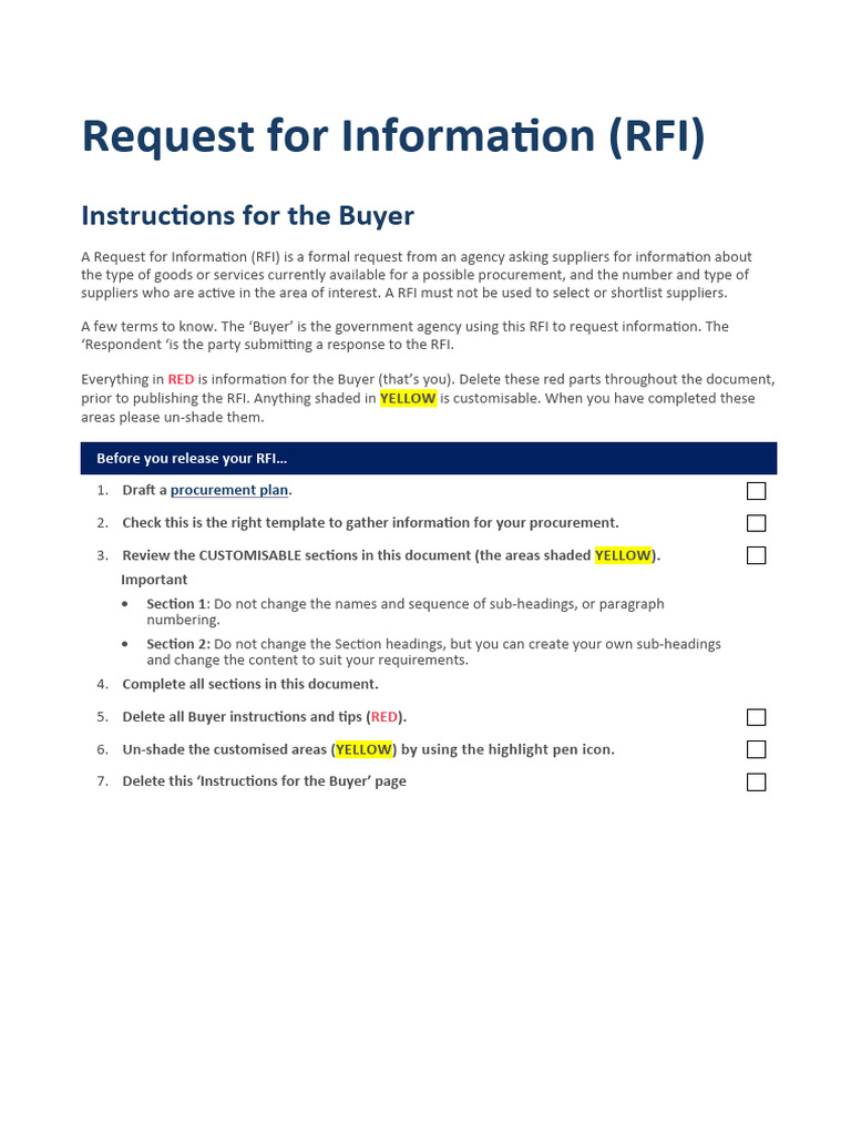 rfi-template-government-model | PDF | Procurement | Conflict Of Interest