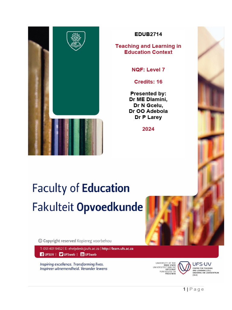 EDUB2714 Study Guide 2024 | PDF | Learning | Curriculum