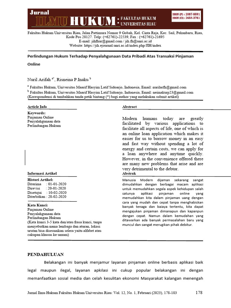 Perlindungan Hukum Terhadap Penyalahgunaan Data Pribadi | PDF | Hukum