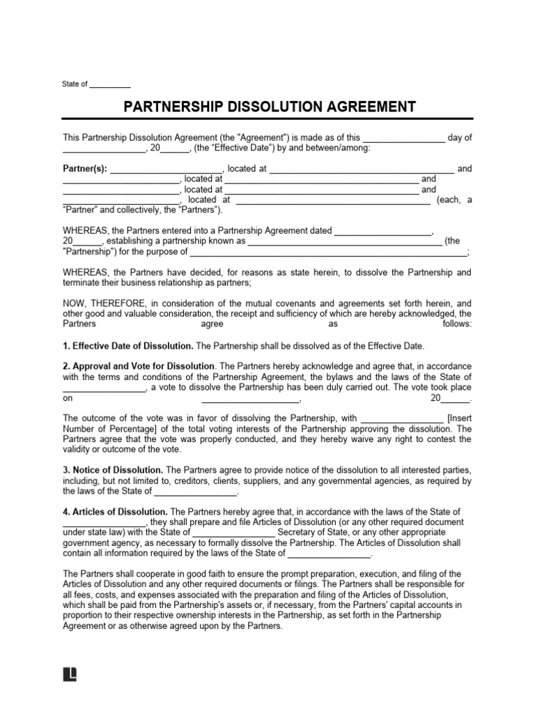 Partnership Dissolution Agreement Template | PDF | Liquidation ...