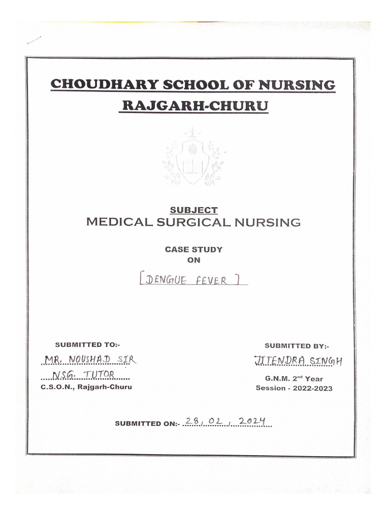 Case Study On Dengue Fever | PDF
