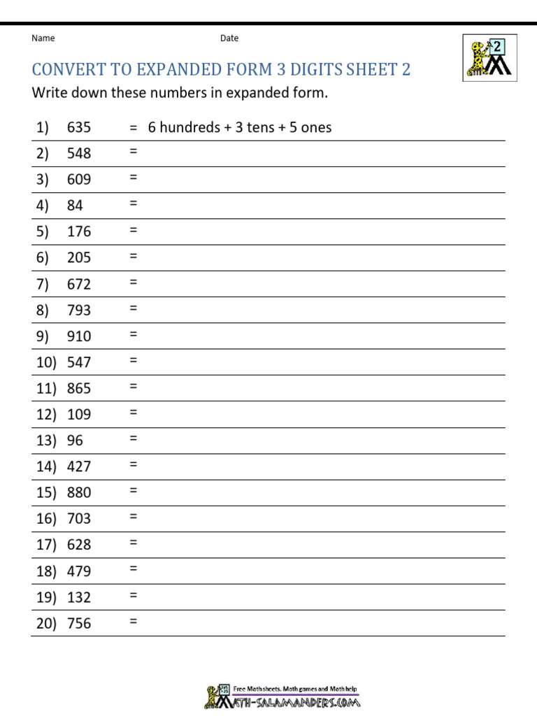 Convert To Expanded Form 3 Digits 2 | PDF | Home & Garden