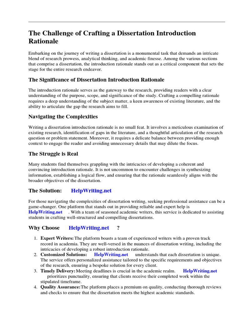 Dissertation Introduction Rationale Pdf Thesis Qualitative Research