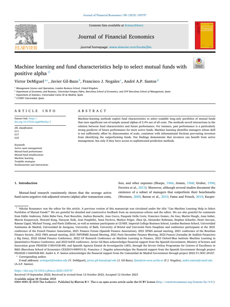 Machine Learning Boosts Fund Selection | PDF | Beta (Finance) | Mutual ...