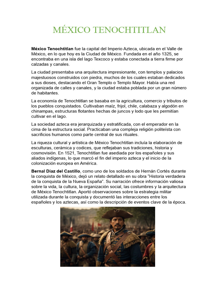 Descripción México Tenochtitlan | PDF | México | Hernán Cortés