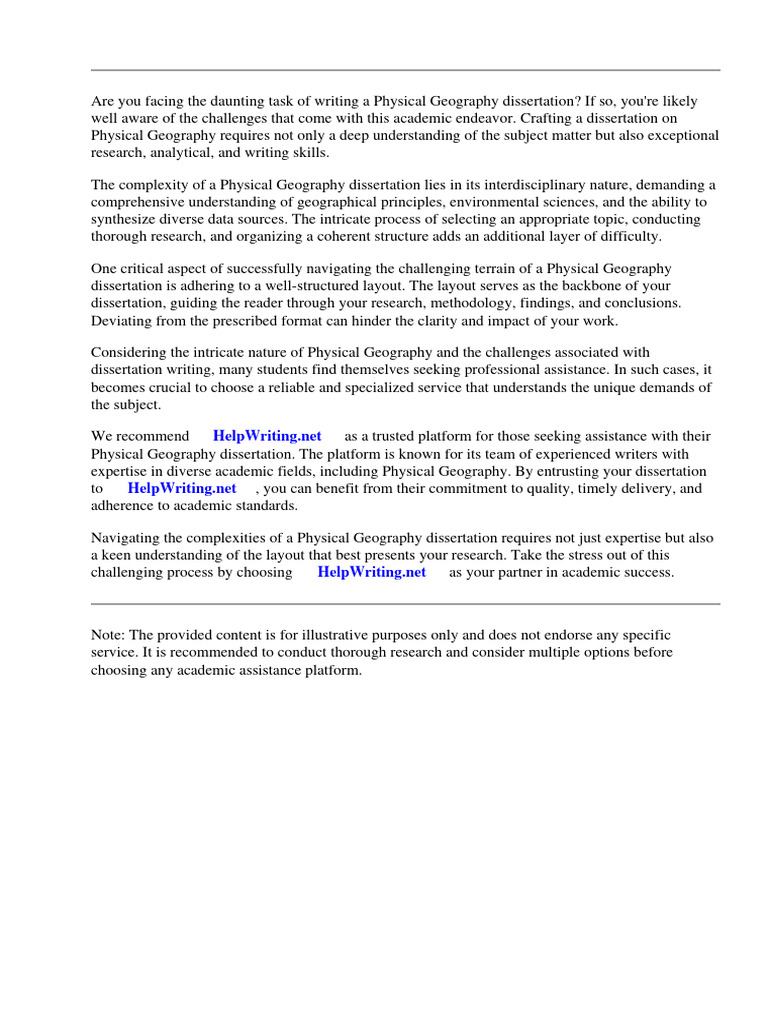 Physical Geography Dissertation Layout | PDF | Geography | Thesis