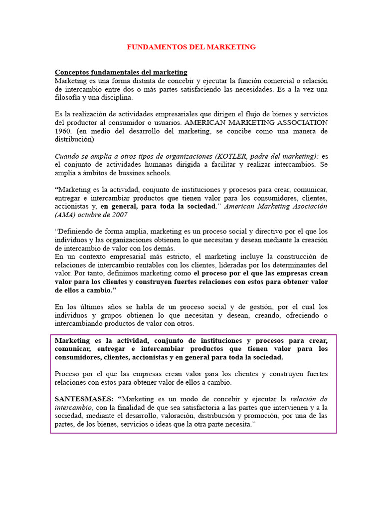 FUNDAMENTOS DEL MARKETING | PDF | Marketing | Mercado (economía)