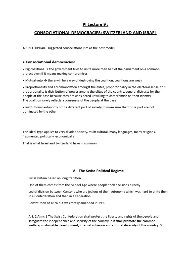 Lecture Israel et Suisse | PDF | Government | Political Science