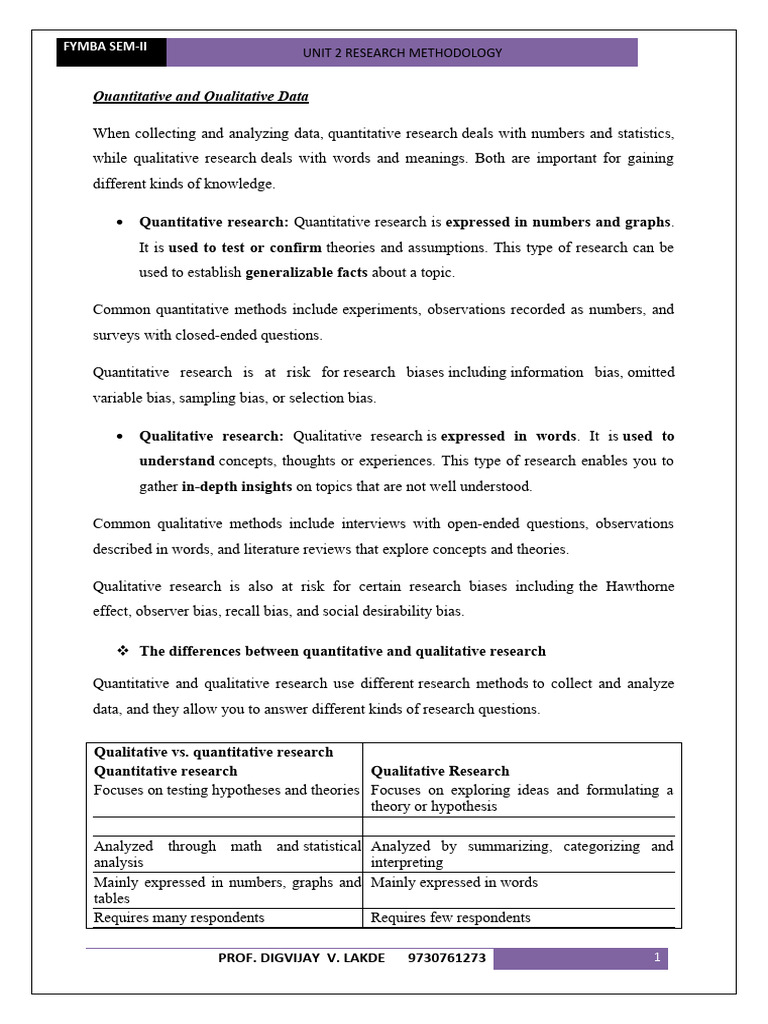 Unit 2 RM | Download Free PDF | Quantitative Research | Qualitative Research
