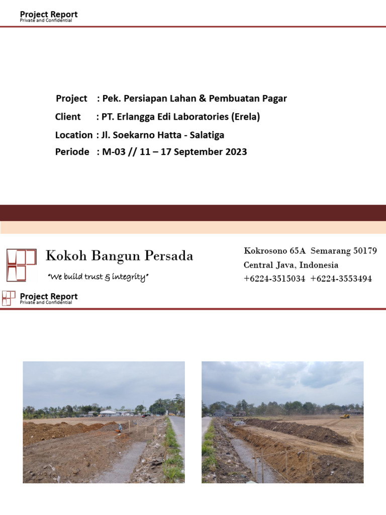 Foto Progres Lahan & Pagar ERELA Salatiga M-03 | PDF