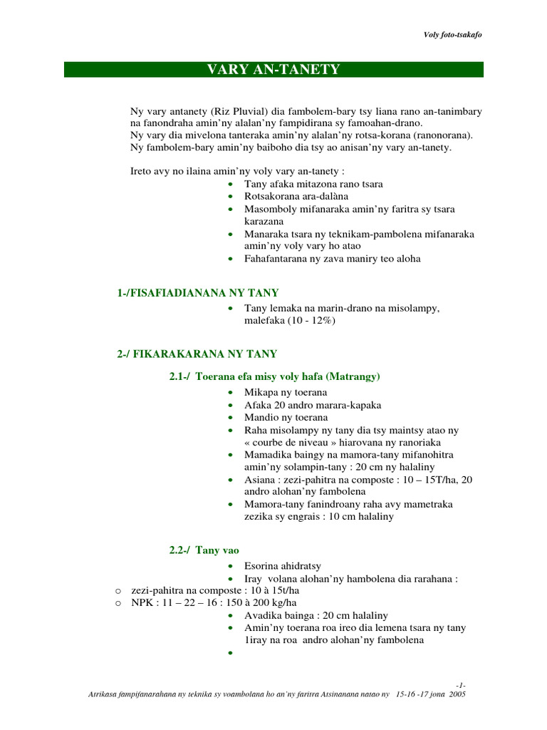 Ny Vary An Tanety Est1 | PDF