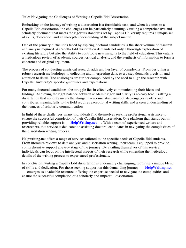 Writing a Capella EdD Dissertation Guide | PDF | Thesis | Methodology