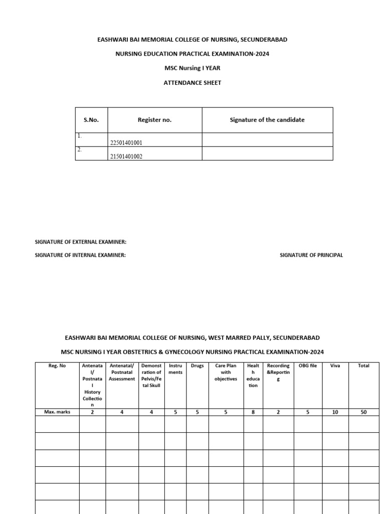Practical Evaluation Format OBG | PDF | Medicine | Woman