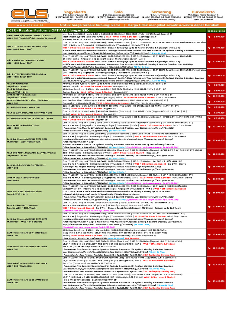 ELS 26 Maret 2021 | PDF | Computer Hardware | Computing