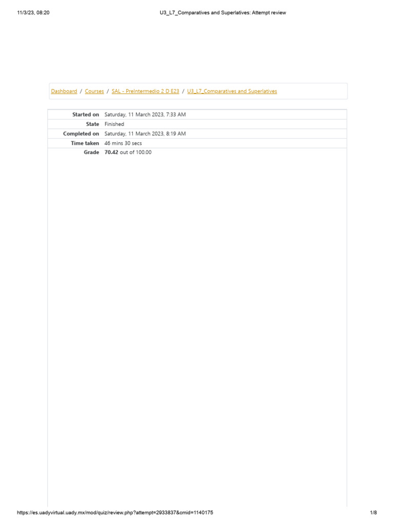 U3 - L7 - Comparatives and Superlatives - Attempt Review | PDF