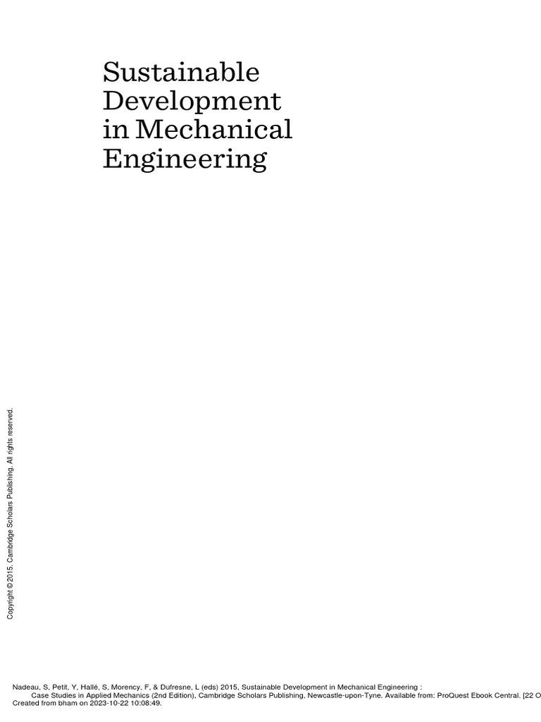 Sustainable Development in Mechanical Engineering ... - (Intro) | PDF ...