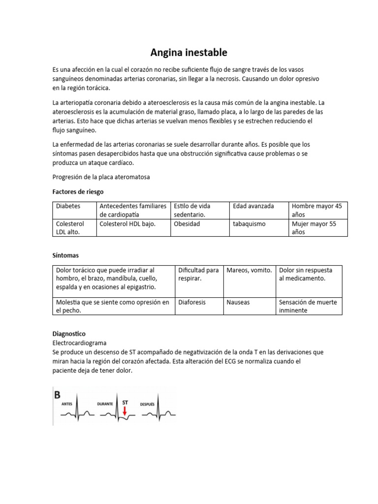 Angina Inestable, Infarto Agudo Al Miocardio. | PDF | Infarto de ...
