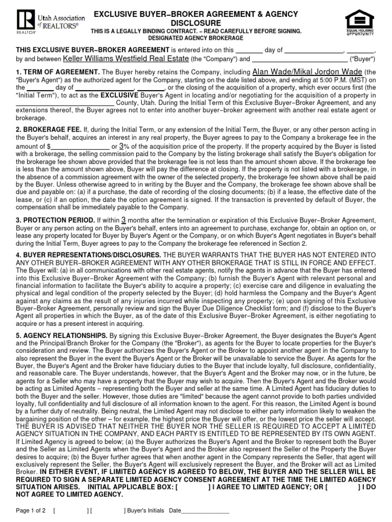 Exclusive Buyer-Broker Agreement | PDF | Law Of Agency | Business Law