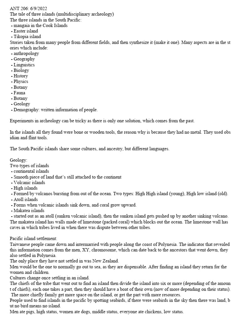 The Tale of The Three Islands Notes | PDF | Island | Trees