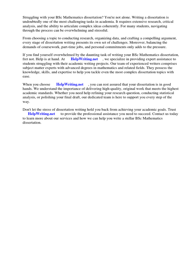 Bsc Mathematics Dissertation Examples | Pdf | Expert | Thesis