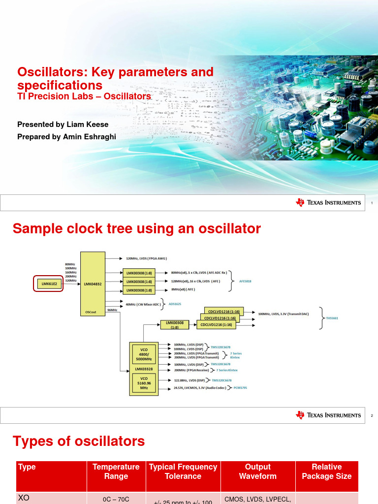 Clocks and Timing Oscillator Key Parameters Specifications Presentation ...