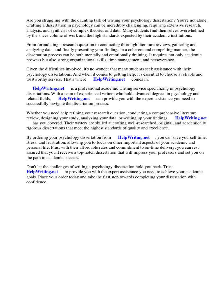 Psychology Dissertation Format | PDF | Thesis | Psychology