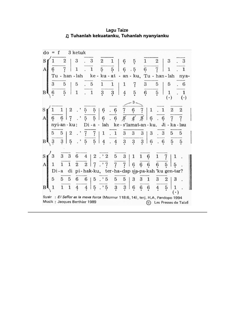 Lagu Taize: Tuhanlah Kekuatanku | PDF