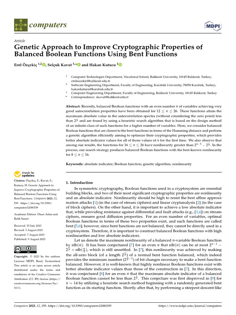 Genetic Approach To Improve Cryptographic Properties Of Pdf Genetic Algorithm Natural