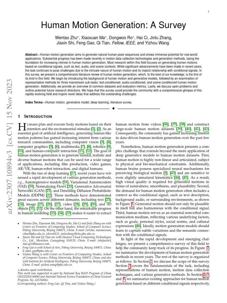 Human Motion Generation Survey | PDF | Applied Mathematics