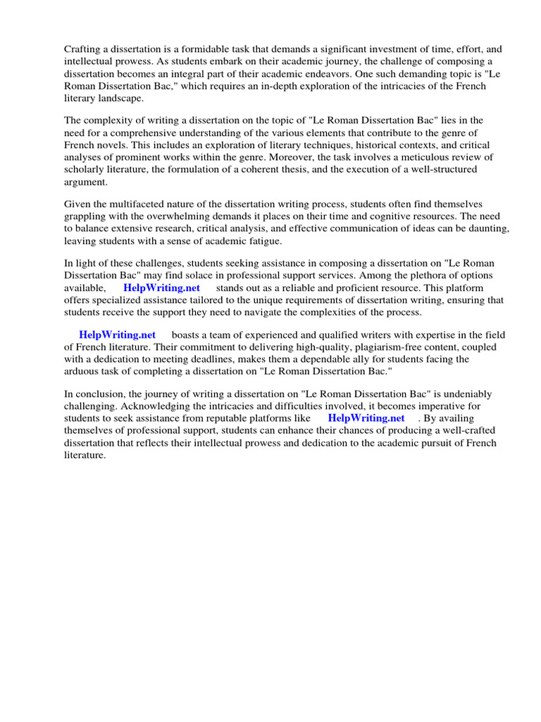 Le Roman Dissertation Bac | PDF | Thesis | Scribd