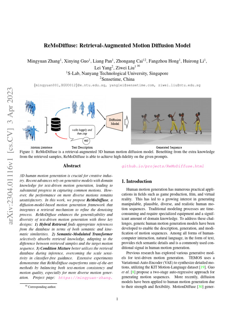 ReMoDiffuse - Retrieval-Augmented Motion Diffusion Model | PDF | Applied Mathematics