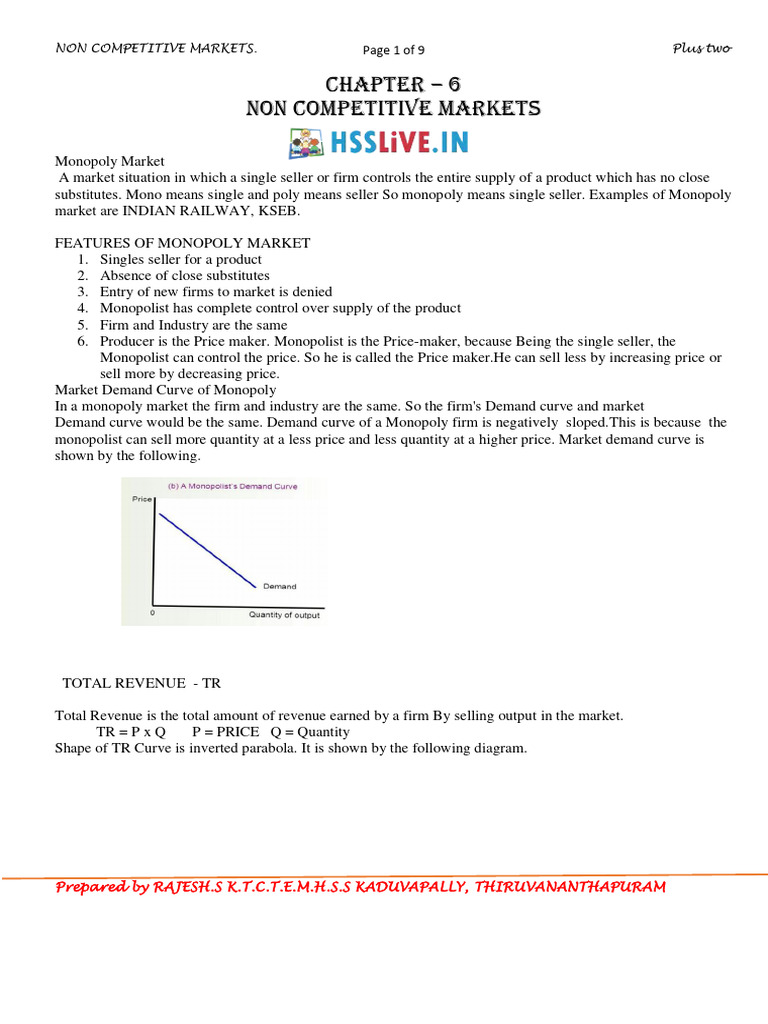 Understanding Non-Competitive Markets | PDF | Monopoly | Demand