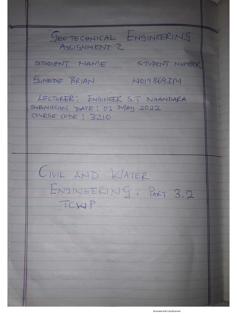 N0198693M.GUMEDE BRIAN. Geotechnical Engineering Ass.2 | PDF
