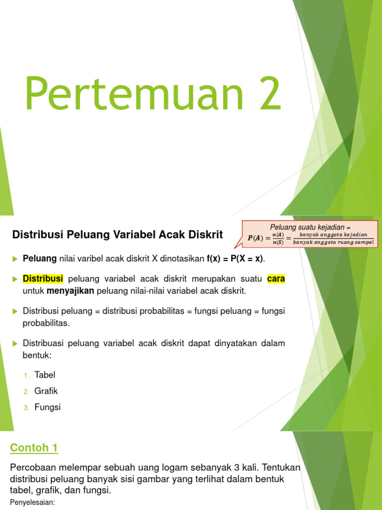 Distribusi Peluang Variabel Acak Diskrit | PDF | Metode & Bahan Ajar