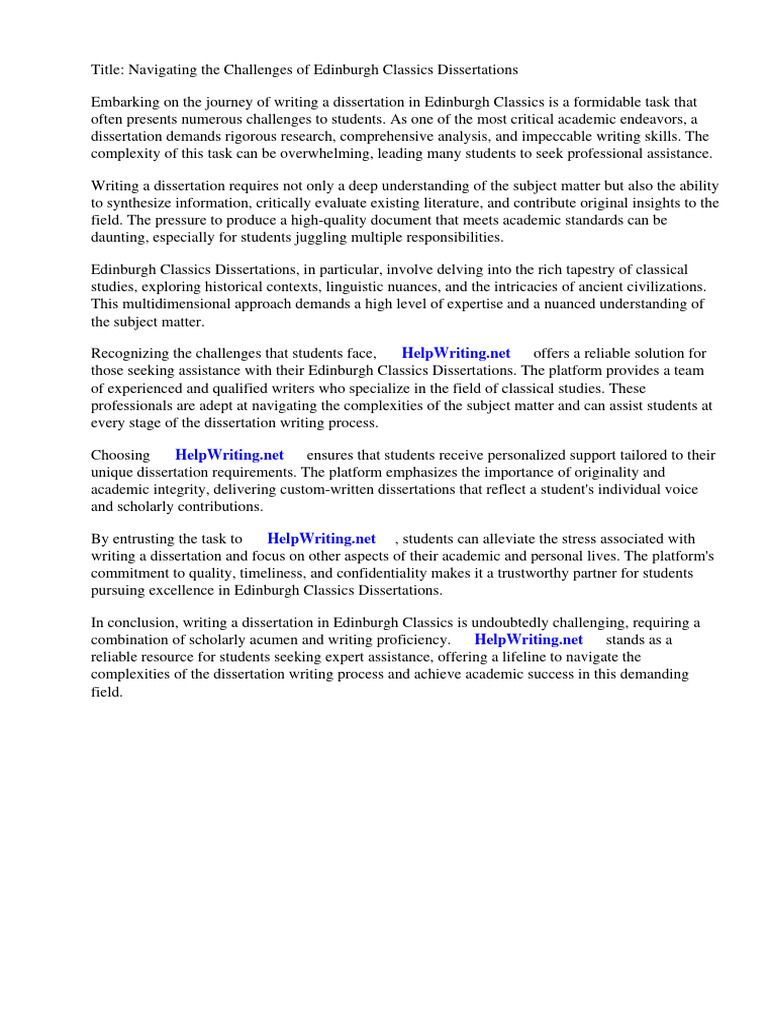 Edinburgh Classics Dissertations | PDF | Thesis | Libraries