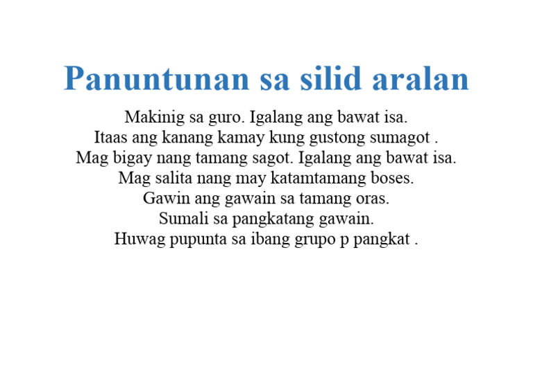 Panuntunan Sa Silid Aralan | PDF