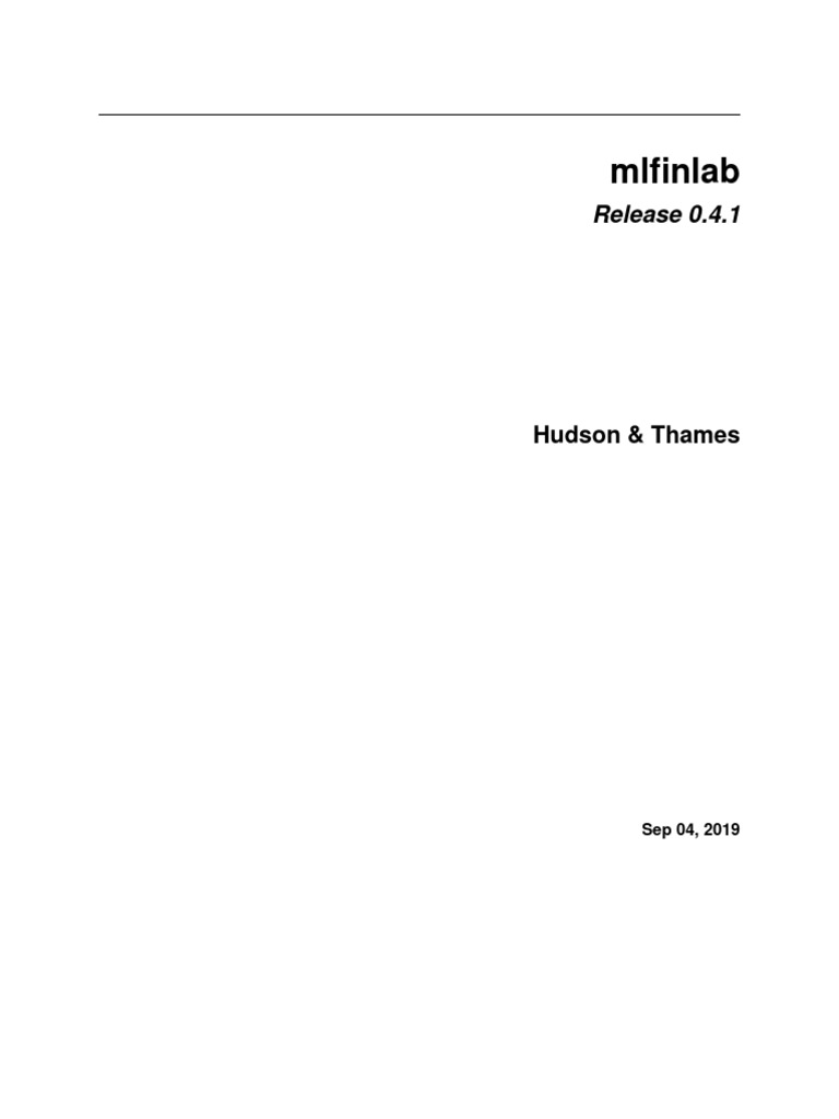 Mlfinlab Release Hudson & Thames | PDF | Sensitivity And Specificity ...