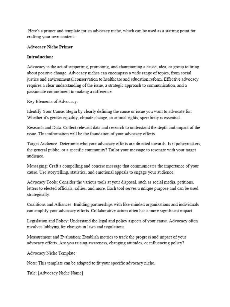 Advocacy Niche | PDF | Advocacy | Attitude (Psychology)