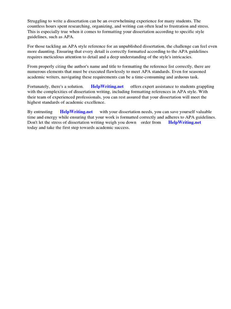 Apa Style Reference Unpublished Dissertation | PDF | Thesis | Citation