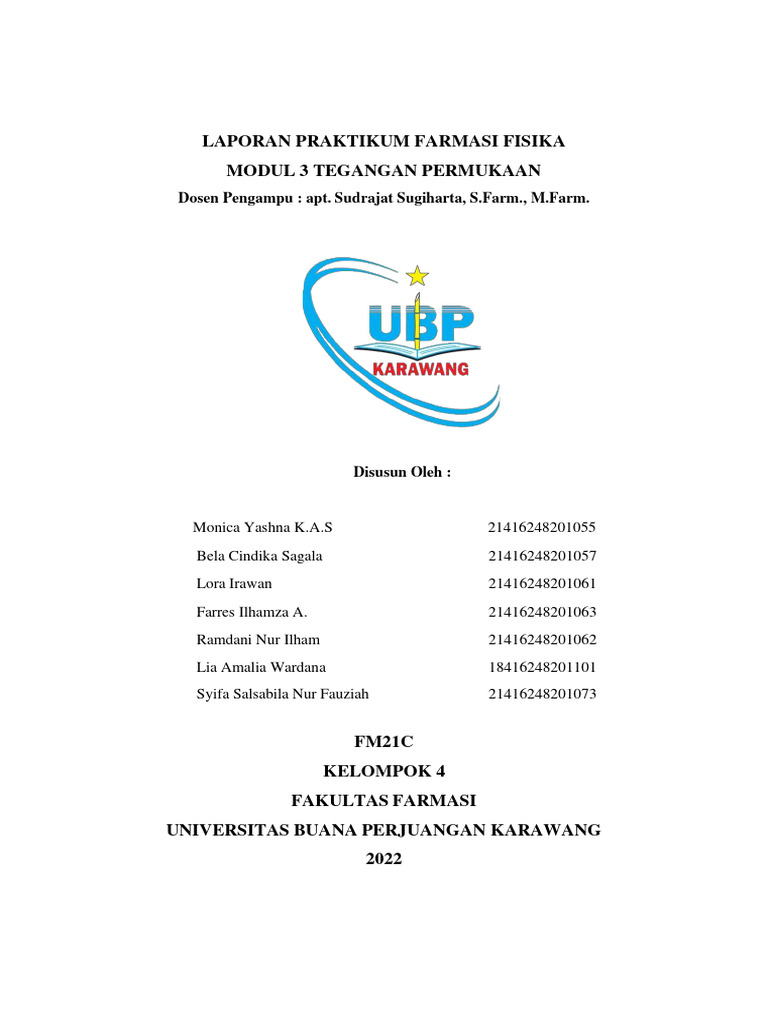 Lap. Prak Farmasi Fisika 2022 - Modul 3 - Kelompok 4 | PDF
