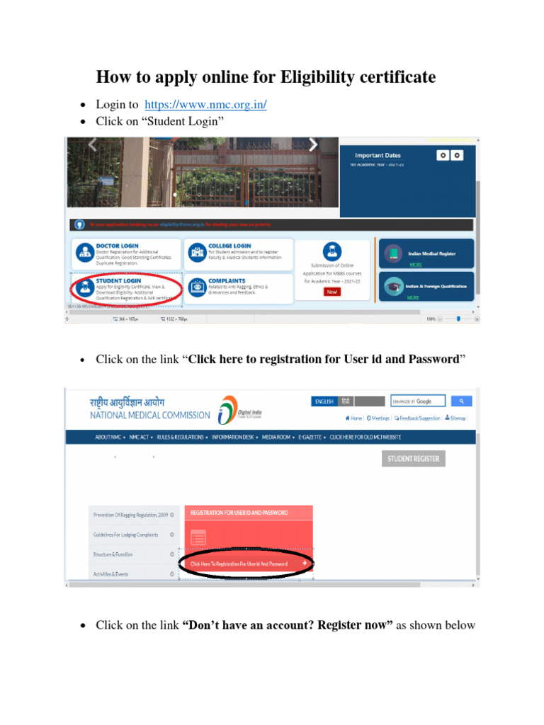User Manual Eligibility Certificate | PDF
