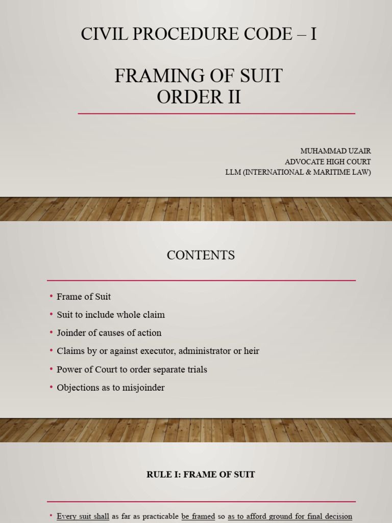 Lecture Framing of Suit - Order II CPC 18032024 010918am | Download Free PDF | Lawsuit | Cause ...