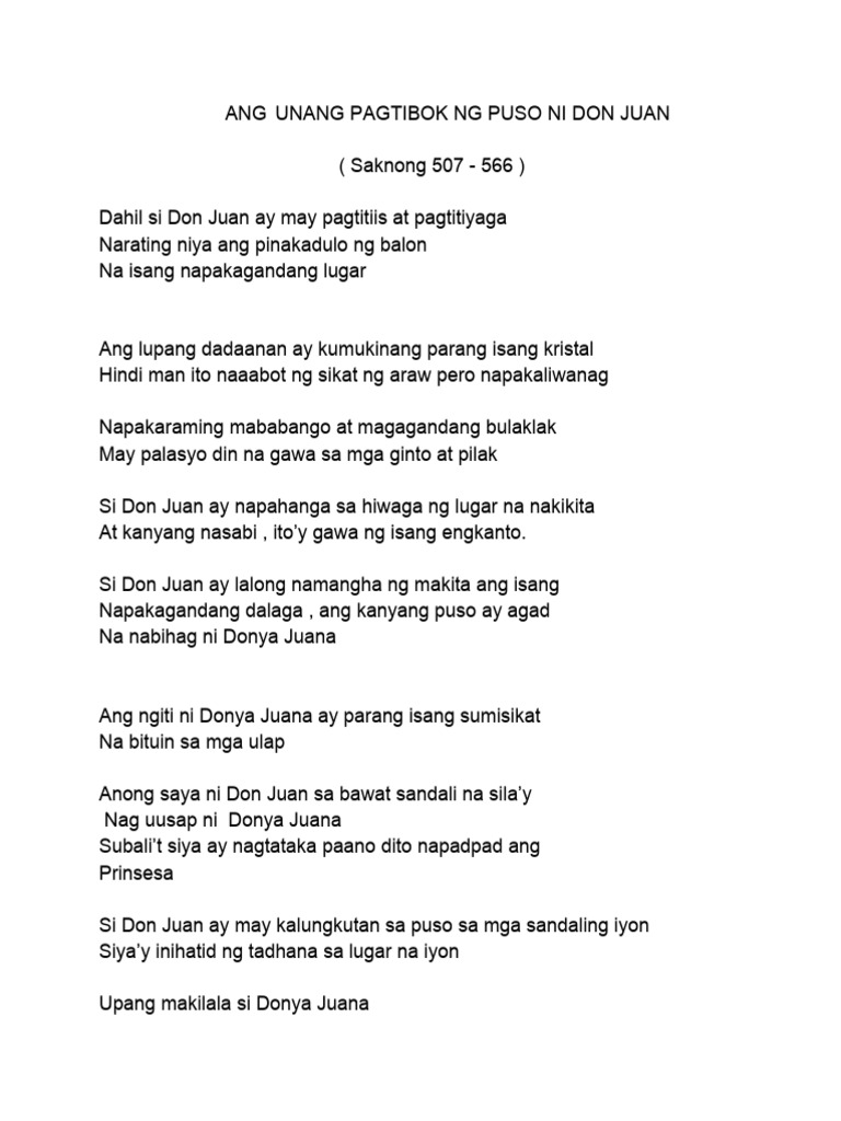 ang unang pagtibok ng puso ni Don Juan | PDF