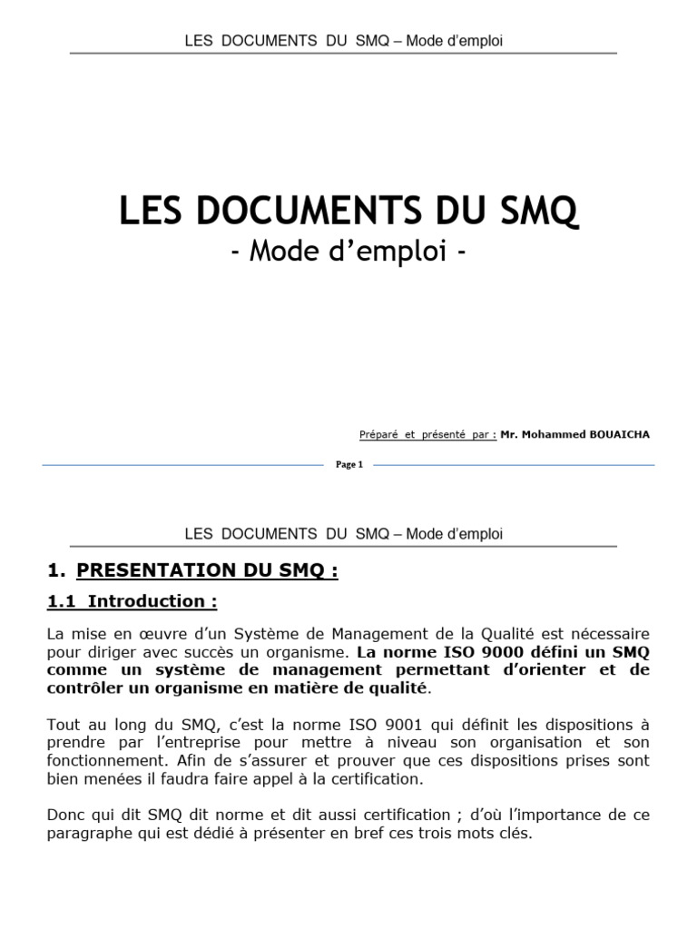 Documents du SMQ : Guide Pratique | PDF | Système de management de la ...