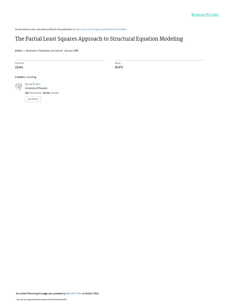 1998 The Partial Least Squares Approachto SEMchapter | PDF | Politics
