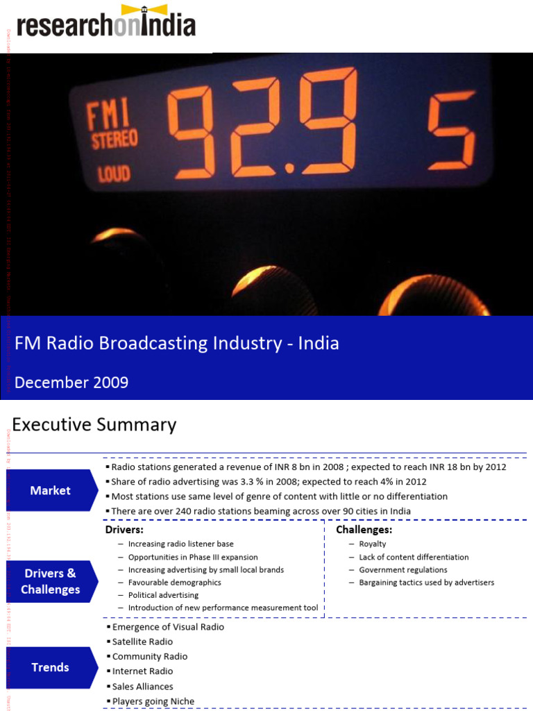 FM Radio Broadcasting in India Overview | PDF | Radio Broadcasting | Radio