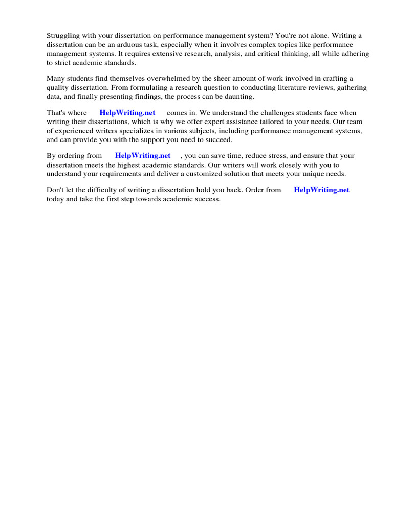 Dissertation On Performance Management System PDF | PDF | Performance ...